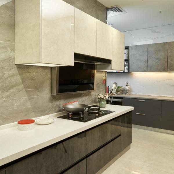 Quality High Gloss Floating Cabinet Acrylic Door 18mm Membrane Kitchen Cabinets for sale