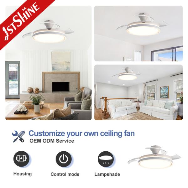 Quality 42 Inch Retractable Ceiling Fan Light with DC Motor and 6 Speed Remote Control for sale