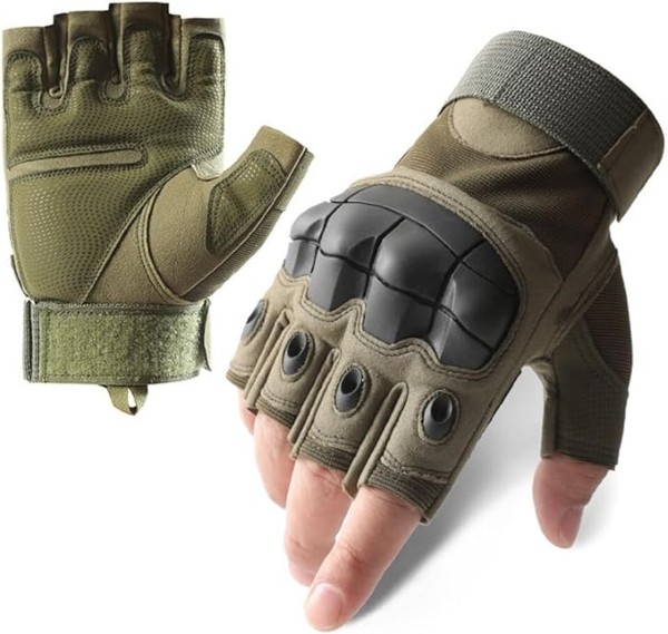 Quality Flexible Fingerless Tactical Combat Gloves Debossed Polyurethane for sale