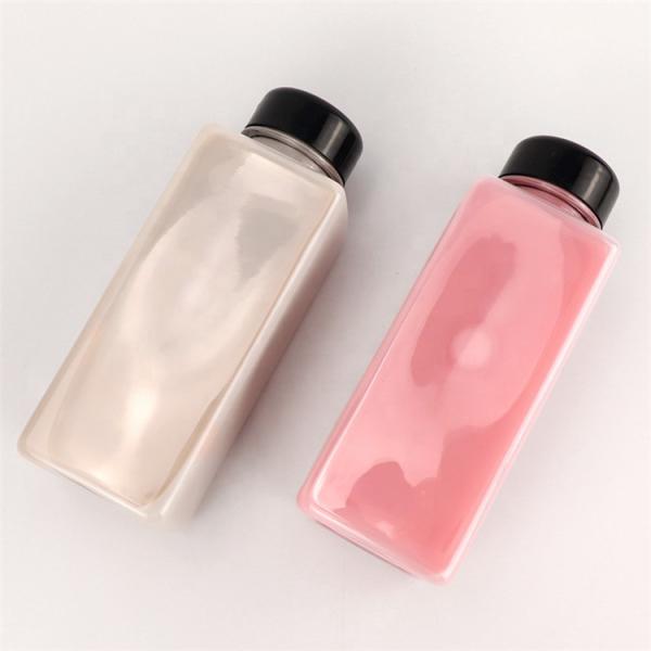Quality 350ml Plastic Square Bottles Food Grade Transparent Empty Juice Bottles for sale