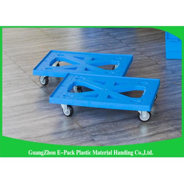 Quality Flat Blue Plastic Moving Dolly Four Wheels 100% PP Materials For Industrial for sale