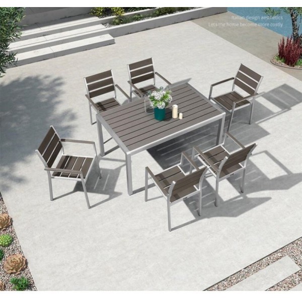 Quality Hotel Garden Dining Furniture Modern All Weather Durable Aluminum Table And Chair Set for sale