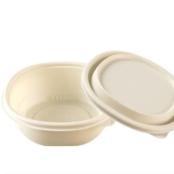 Quality 800ml 1050ml Biodegradable Take Out Containers Cornstarch Fruit Bowl With Lid for sale