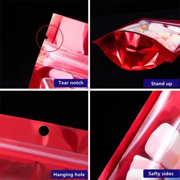 Quality Premium Stand up Pouch Clear Resealable Plastic Zip Lock Bag for Snacks Candy for sale