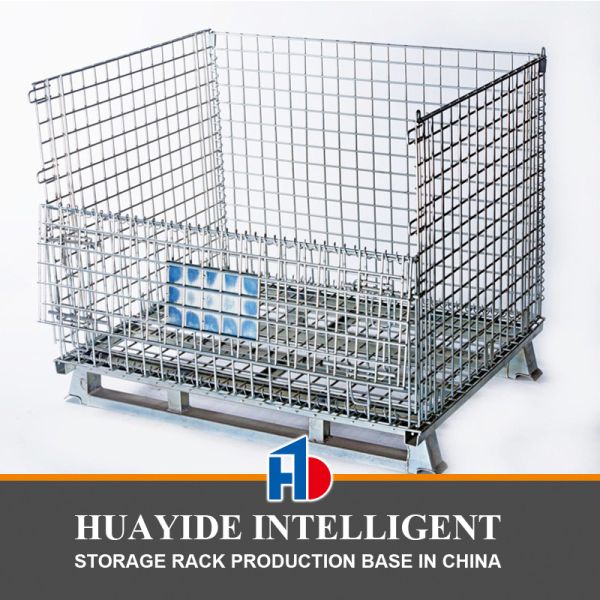 Quality B05: Galvanized Wire Mesh Container Foldable Storage Cage Wire Container for sale