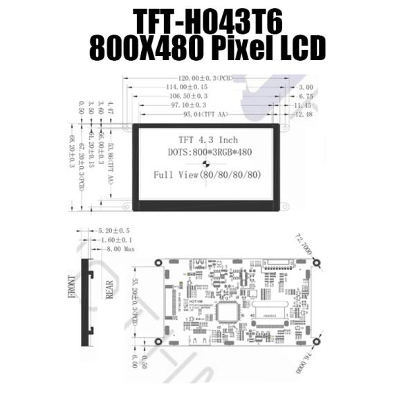 Quality 4.3" 800x480 HI LCD Display For Instruments for sale