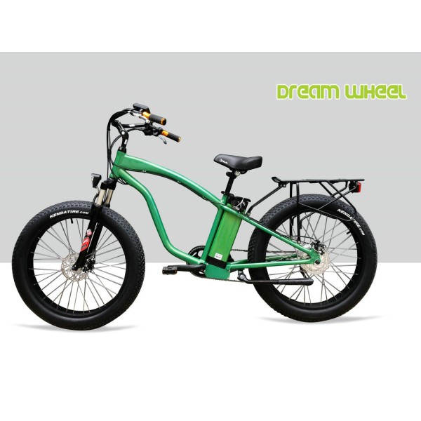Quality 9 Speed Electric Beach Cruiser Bikes With Rear Carrier Lights MTB Suspension Fork for sale