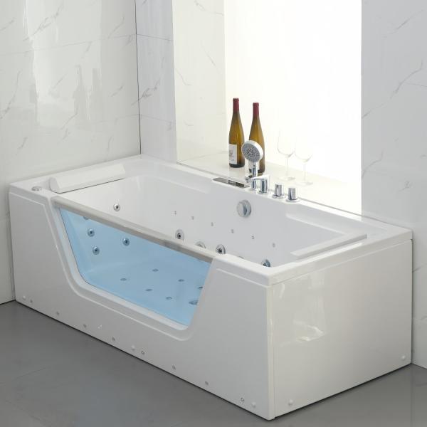 Quality 1700x800x580mm Rectangular Acrylic Whirlpool Massage Bathtub Affordable Shipping Cost for sale