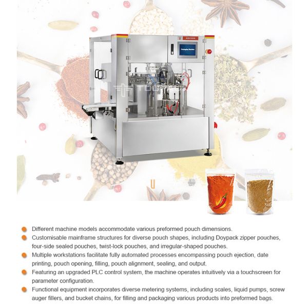 Quality Automatic High Accuracy Linear Weigher Spice Packaging Line Premade Pouch for sale