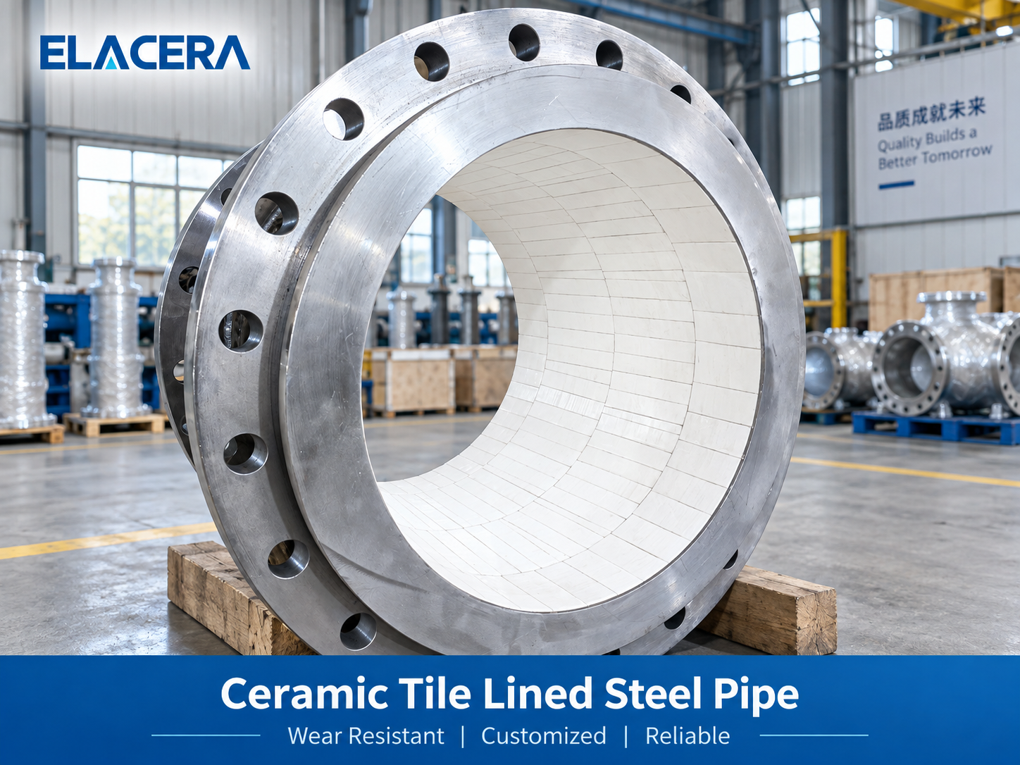 Quality Wear Resistant Ceramic Tile Lined Steel Pipe for Abrasive Material Conveying for sale