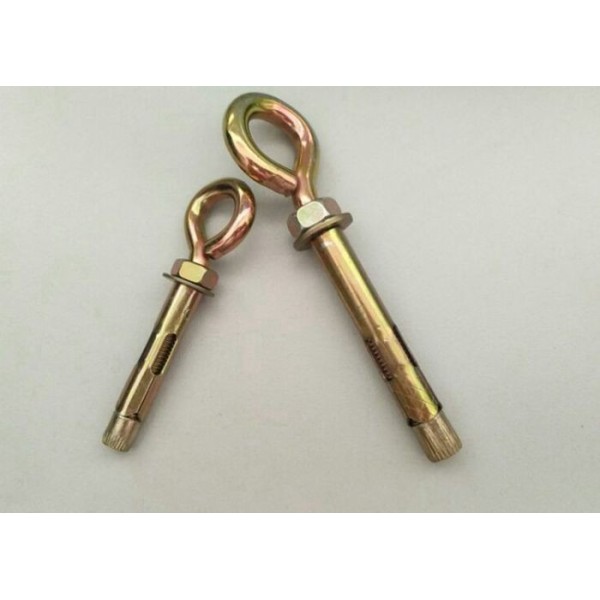Quality M10 M12 Metal Anchor Bolts Fasteners With Eye , Yellow Zinc Concrete Eye Hook Bolt for sale