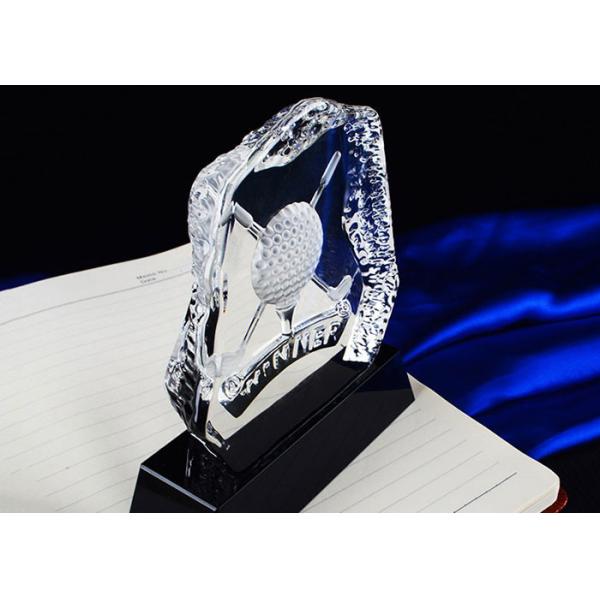 Quality Polished K9 Crystal Golf Ball Trophy , Custom Logo Golf Club Trophy for sale