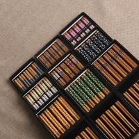Quality Polishing Flower Pattern Reusable Bamboo Chopsticks Japanese wooden Paper Wrap for sale