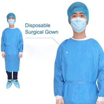 Quality Elastic v neck Nonwoven SMS Disposable Surgical Gown against bacteria for sale