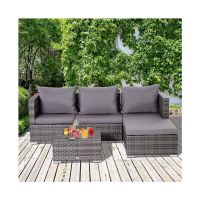 Quality AJUNION 3-Piece Rattan Garden Sofa Set with Adjustable Backrest and Steel Tube for sale
