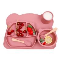 Quality Children Dinnerware Plate Bowls Kid Toddler Feeding Divided Silicon Suction Baby for sale