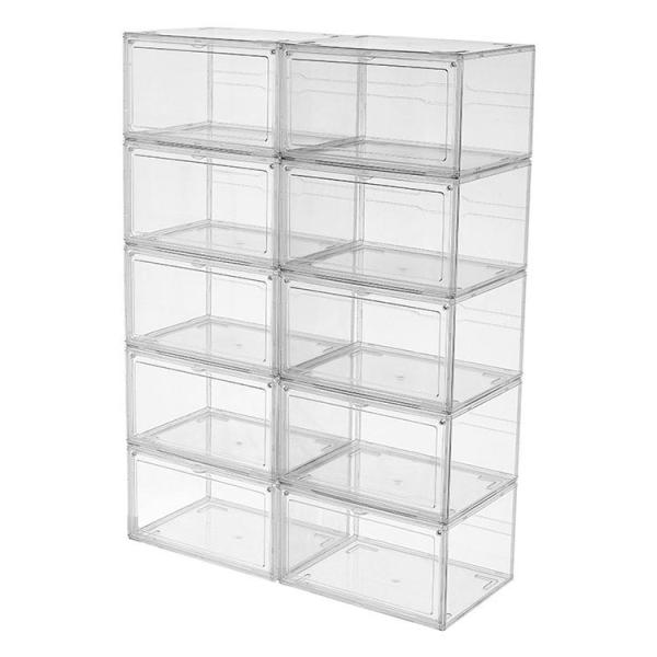 Quality Custom Clear Magnetic Acrylic Shoe Box Display Stackable for sale