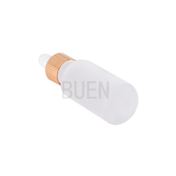 Quality Bamboo Collar Glass Cosmetic Dropper Bottle White Porcelain Glossy for sale