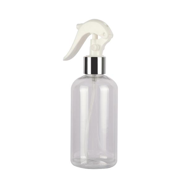 Quality Luxury Transparent Spray Bottle Round Shoulder PET Anodized Aluminum Trigger for sale