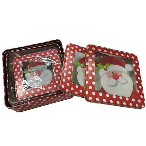 Quality Holiday Tin Box with Window Michael Tins Wedding Favor Tins Square Cake Tins for sale