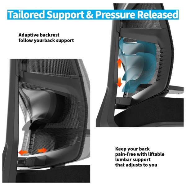 Quality Solid Back High Back Computer Desk Chair with Adaptive Backrest and Y Mail for sale