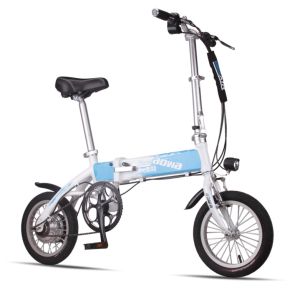 Quality Blue Foldable Electric Bike Adult City Electric Push Bike With Li - Ion Battery for sale