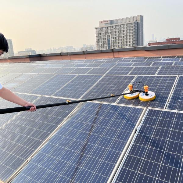 Quality 7.5m Telescopic Handle Portable Double-Head Rotating Brush for Solar Panel for sale
