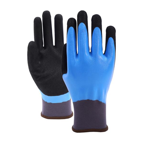 Quality OEM ODM Smooth Nitrile Palm Gloves 13 Gauge Polyester Double Dipped Gloves For Enhanced Grip for sale