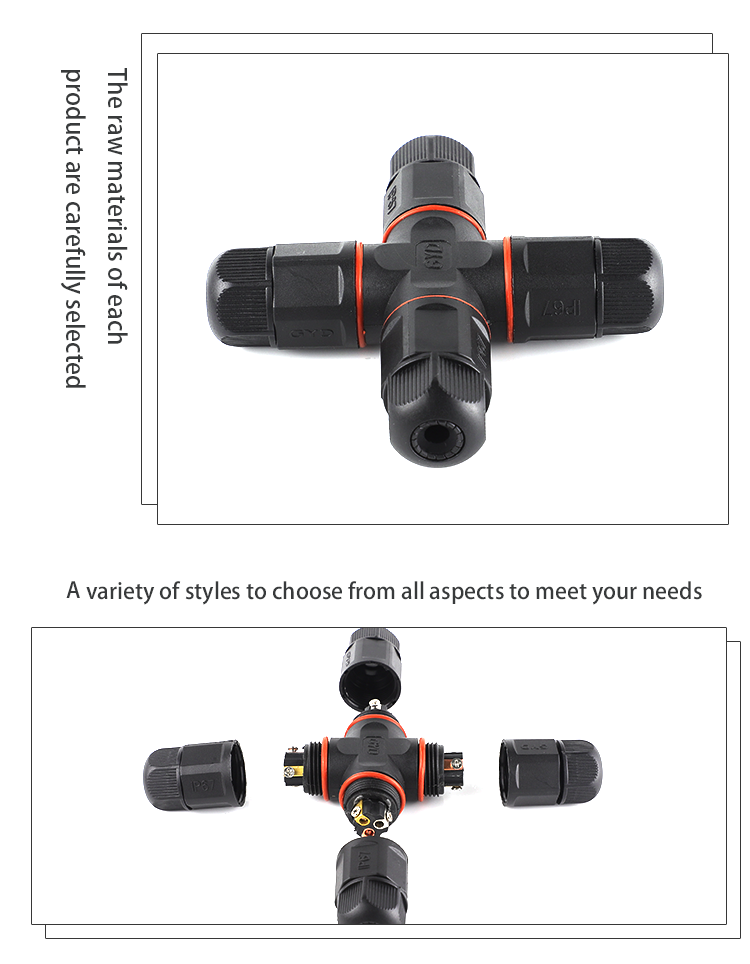 Outdoor Quick Waterproof Cable Connector Flame Retardant IP68 M20 Cross Shaped Nylon Screw Connection