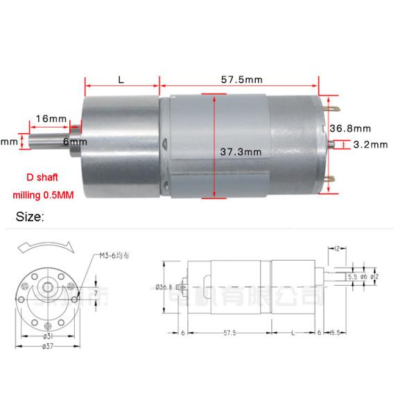 Quality JGB37 555 12V Electric DC Gear Motor High Torque 37MM For Robot for sale
