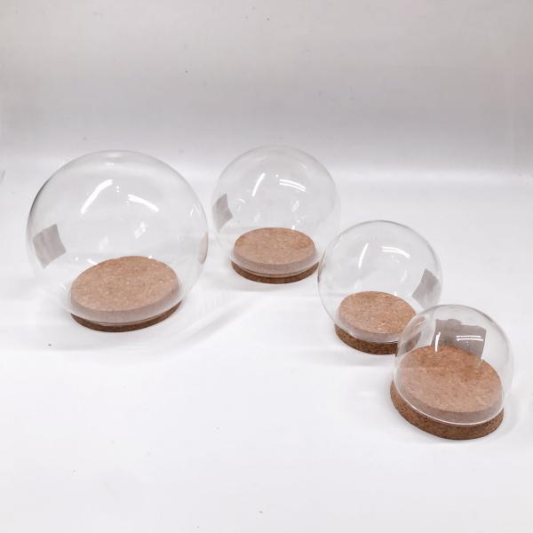 Quality ISO9001 Small Borosilicate Glass Dome Cork Base Eco Friendly for sale