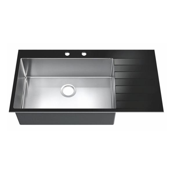 Quality Single Bowl Commercial Stainless Sink With Drainboard Above Counter Installation for sale