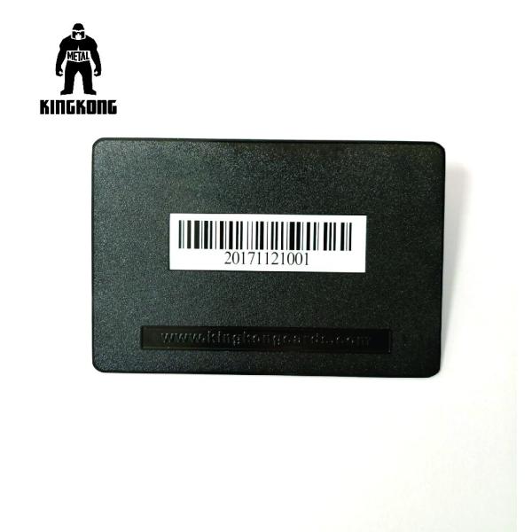 Quality Deboss Text  Blank Metal Business Cards , Black Metallic Business Cards With Bar Code for sale