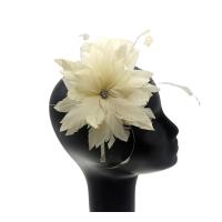 Quality 15x30cm Stripped Goose White Feather Fascinator Headdress For Earth Day Occasion for sale