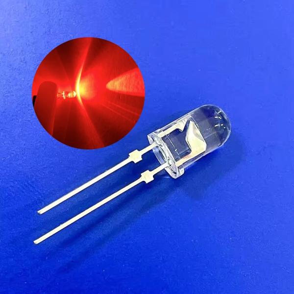 Quality Traffic Warning Light LED Diode 5mm Round Head 620nm 12000mcd Short Pins With Stopper for sale