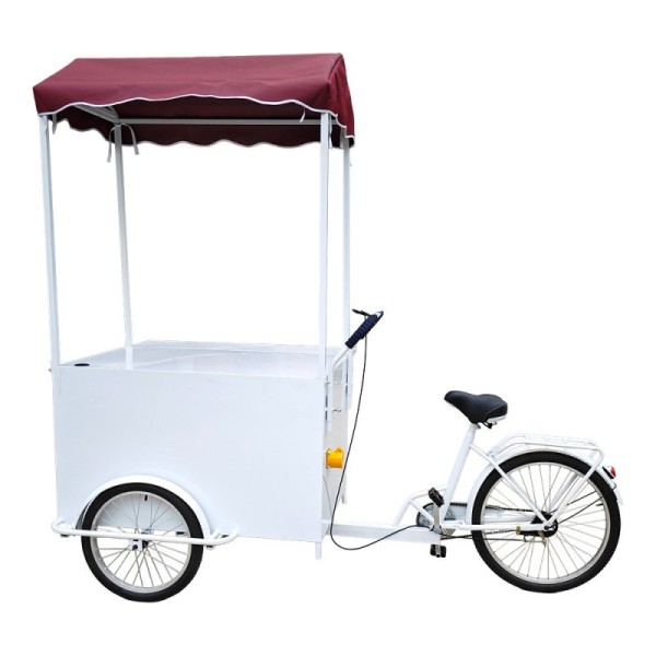 Quality Outdoor Street Food Cart Best Mobile Electric Cargo Bicycle Trailer 3 Wheel Tricycle with Front Basket for sale