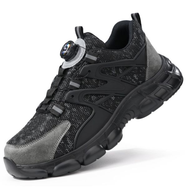 Quality New Button-Closure Men’s Safety Shoes  Breathable Puncture-Resistant Anti-Smash Lightweight & Comfortable Steel Toe Work Shoes for sale