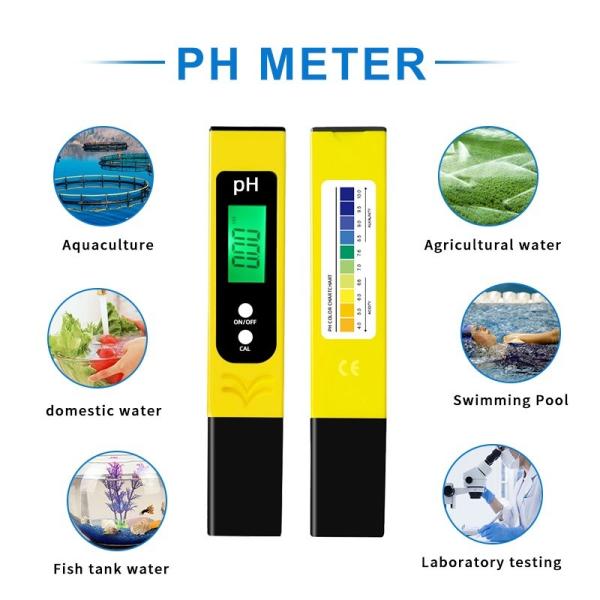 Quality Power Supply 2*1.5V LR Button Battery PH Meter High Precision Water Tester for for sale