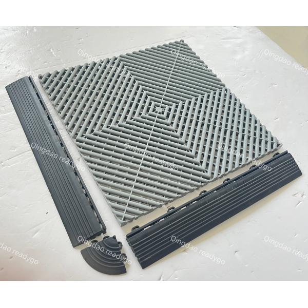 Quality 2500Lbs UV Resistant PP Garage Floor Tile With Ribbed Surface Finish for sale