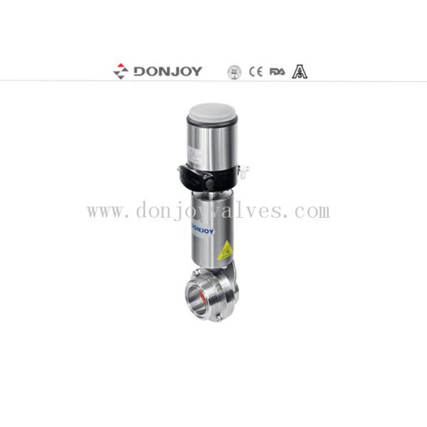 Quality Sanitary pneumatic threaded butterfly valves, Stainless Steel acutator valves for sale