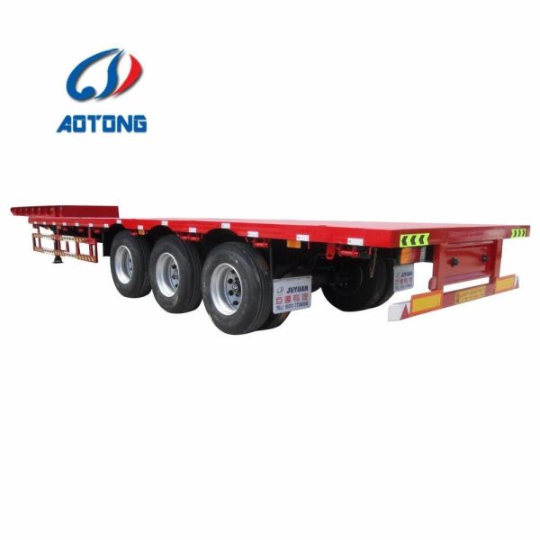 Quality Japan Market Semi Truck Flatbed Trailer with 80T Max Payload and Hydraulic Ladder for sale