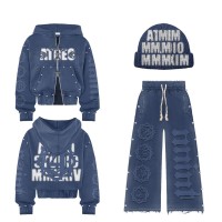Quality Manufacturer Custom Sweatsuit | Rhinestone Streetwear Tracksuit | Oversized for sale