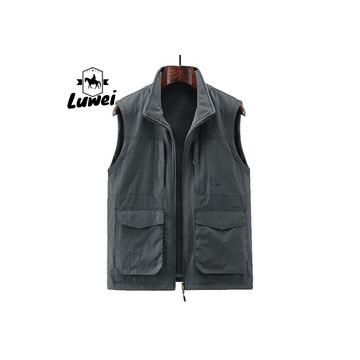 Quality Multi Pockets Cargoes Waistcoat Solid Color Utility Zipper Sleeveless Sherpa for sale