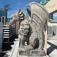 China Gothic Gargoyle Dragon Sculpture hand carving Marble Animals Garden Statue factory