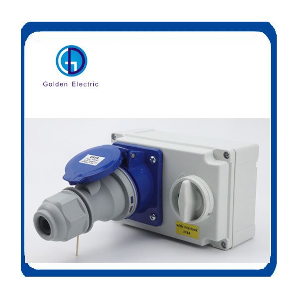 Quality 3p 5p 63A IP67 Waterproof Industrial Interlock with Gd Control Button and Switch for sale