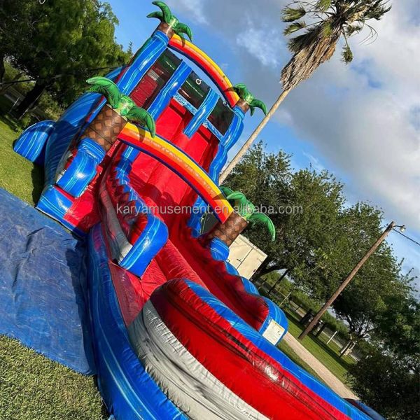 Quality Extended Double Slide Red Thrilling Inflatable Combo Jumping Castle for Aquatic for sale