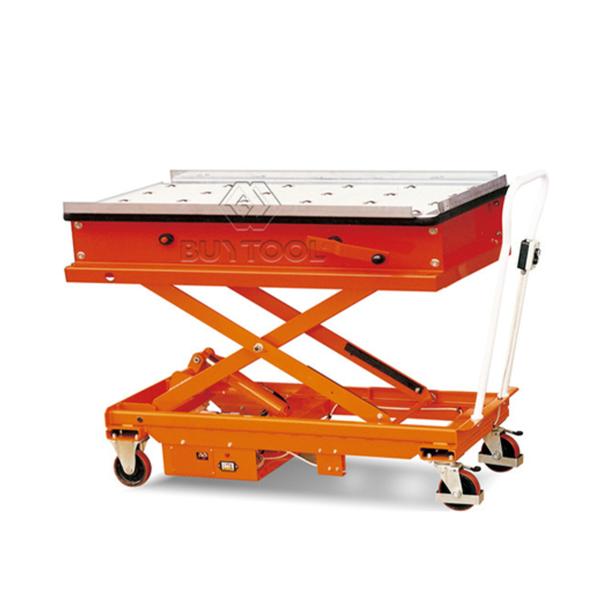 Quality light duty manual mobile scissor lift table 1500mm Electric Ball Platform Transfer for sale