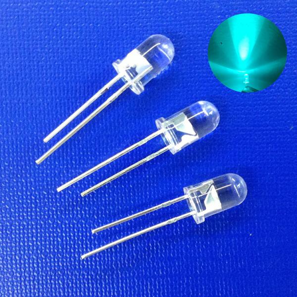 Quality Traffic Light Series 5mm LED Anti-Rust Bluish Green Color Clear Lens Dip 500nm Gold Wire For Crosswalk Signal for sale