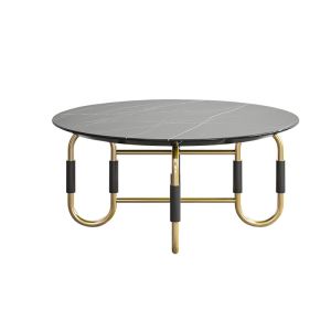 Quality Living Room Stainless Steel Round Central coffee Table With Bright Gold Mirror for sale