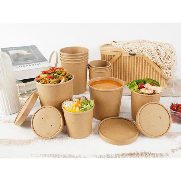 Quality Food Grade Kraft Biodegradable Soup Cups Disposable 16oz for sale